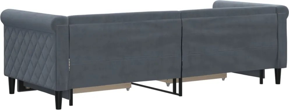 Válenda s přistýlkou a zásuvkami tmavě šedá 80 x 200 cm samet 3197813