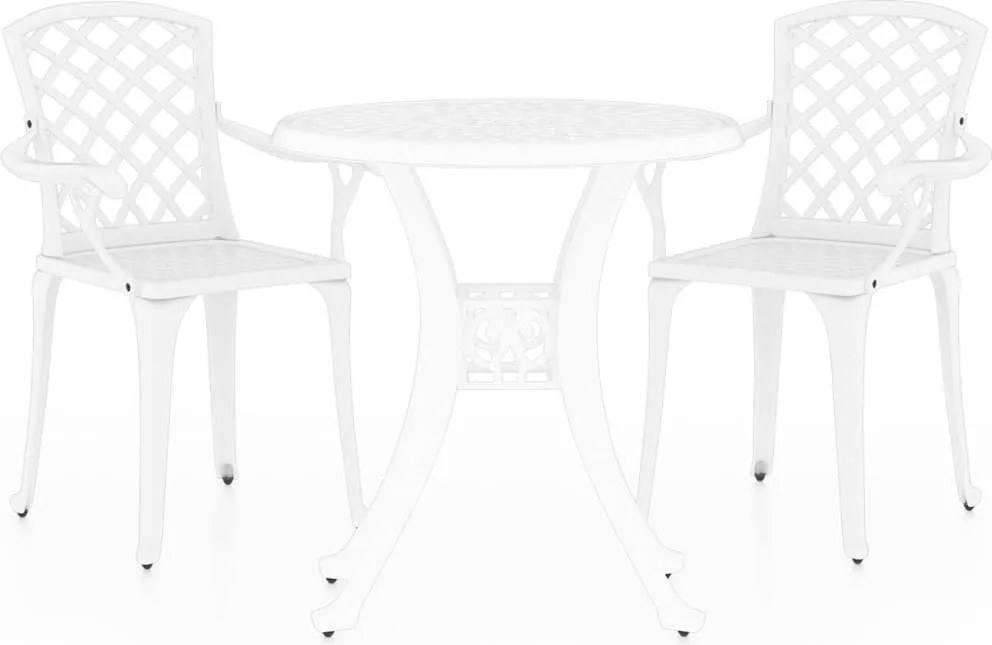 3dílný bistro set litý hliník bílý 3070582