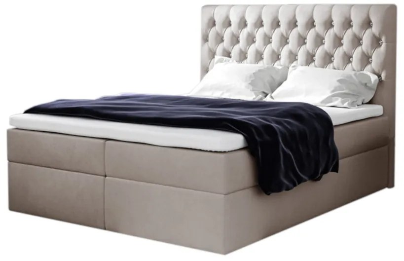 Expedo Čalouněná postel boxspring TOMIO + topper, 160x200, jasmine 21