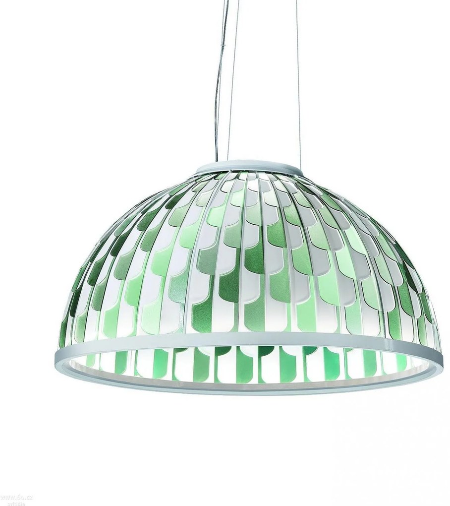 Slamp Dome suspension L, zelené designové svítidlo pro zavěšení, 55W LED 2700K stmívatelné, prům. 75cm