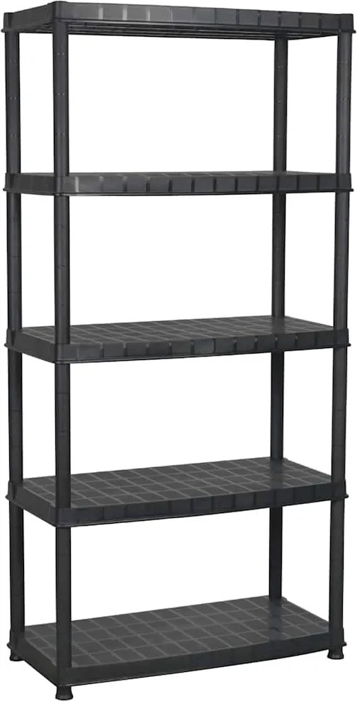 Úložný regál 5patrový černý 85 x 40 x 185 cm plast 147685