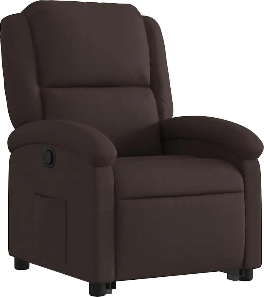 Zvedací polohovací křeslo tmavě hnědé textil 3204169