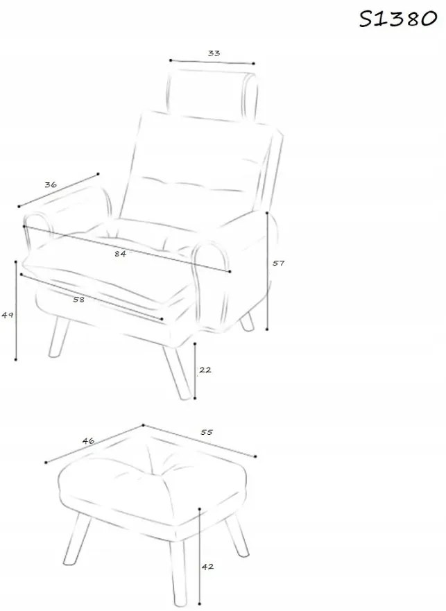 TRENDIE Relaxační křeslo Boris žluté s taburetem