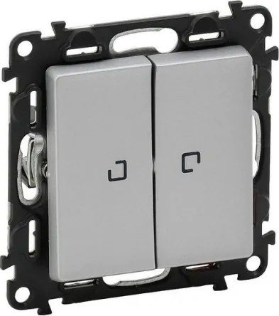 Legrand Valena LIFE vypínač č.6+6 schodišťový dvojitý s podsvětlením hliník 752309