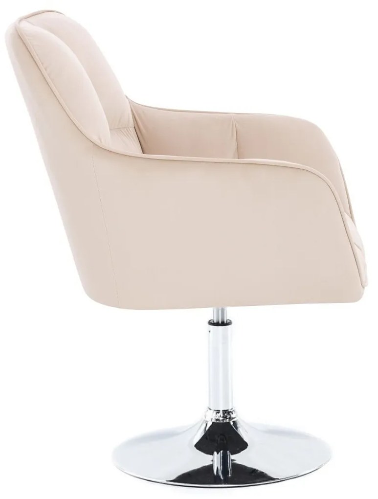 LuxuryForm DESIGN Otočné křeslo AMALFI VELUR na stříbrném talíři - krémové