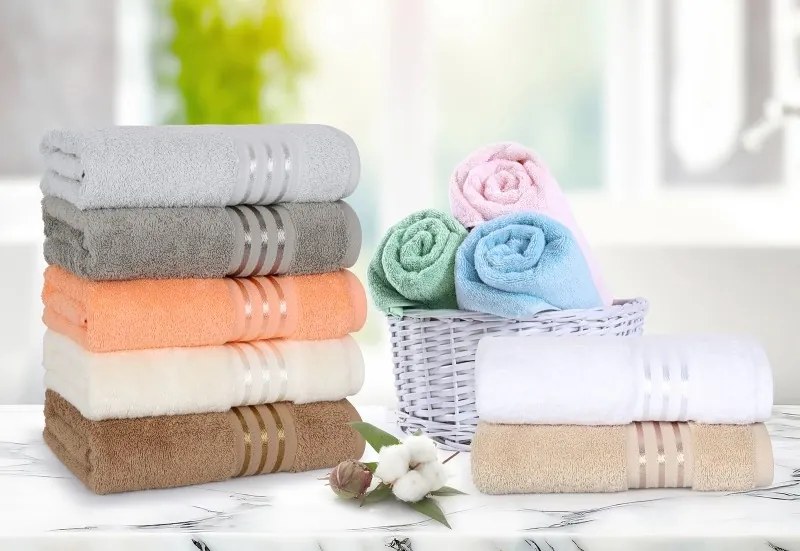 Bellatex Froté ručník a osuška kolekce Linie vanilková rozměr 50x100 cm