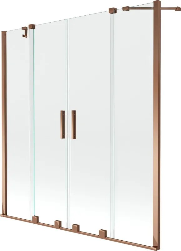 Mexen Velar Duo vanová stěna 2-křídlová posuvná 160 x 150 cm, transparentní, růžové zlato - 896-160-000-02-60
