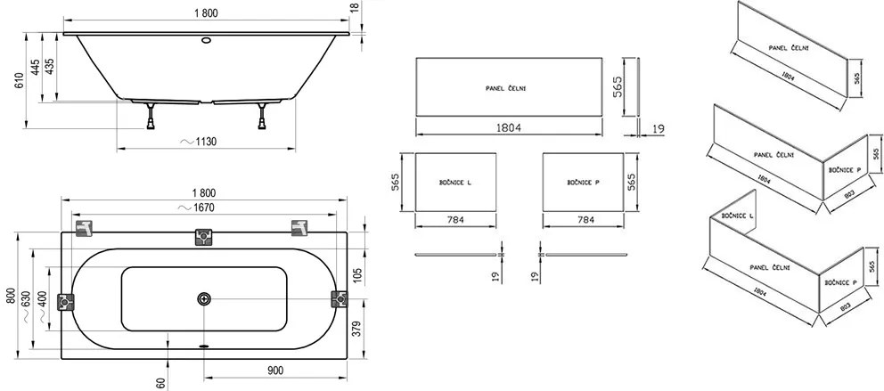 Ravak CITY SLIM 180 x 80 cm C921300000 vana snowwhite