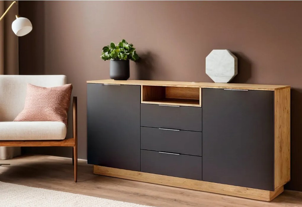Komoda 2dv 3šu Lava / dub kraft Luna