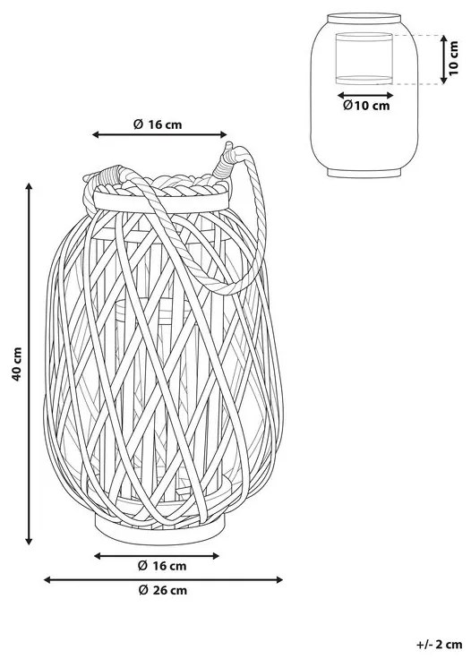 Přírodní dekorativní lucerna 40 cm MAURITIUS Beliani