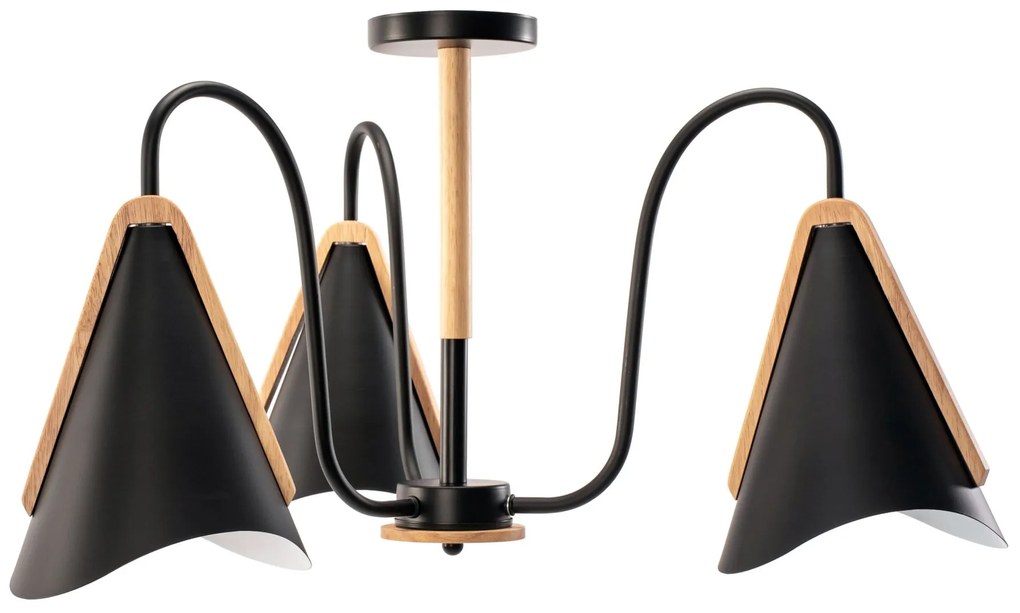 Toolight - Skandidávská závěsná lampa 3-ramenná 3xE27 60W APP442-CP, černá, OSW-08980