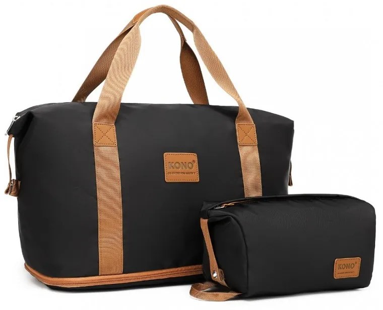 Konofactory Černo-hnědá sada 2 příručních tašek do letadla "Duo" - M (35l)