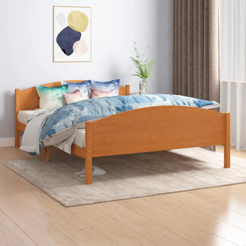 Rám postele medově hnědý masivní borovice 140 x 200 cm,  322039