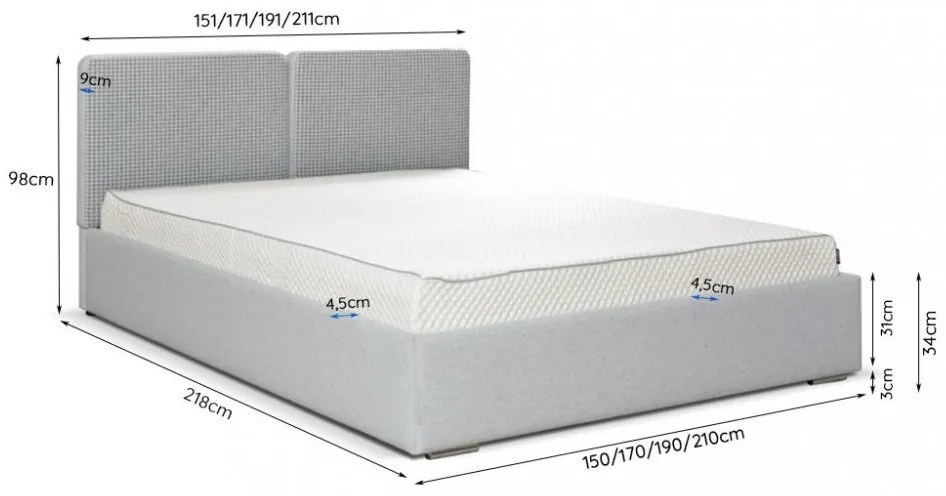 Čalouněná postel MENORCA 200x200 cm Solid 1