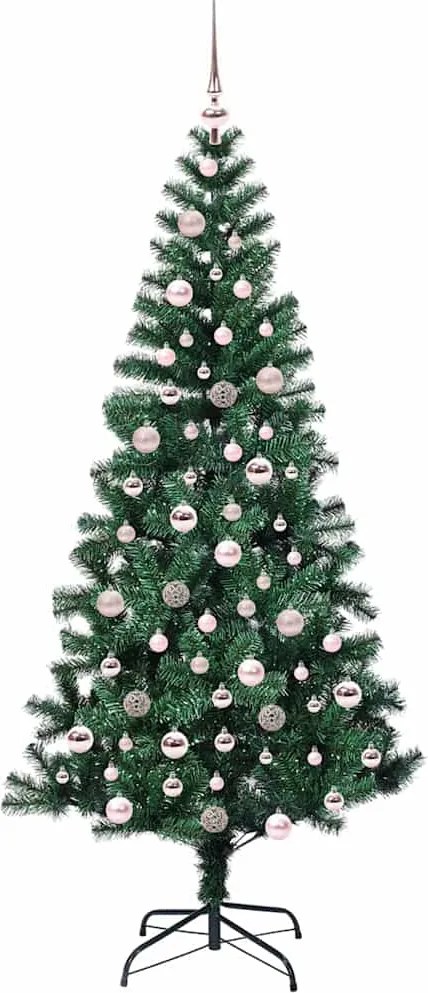Umělý osvětlený vánoční stromeček Zelená 210 cm PVC a kov 3396777