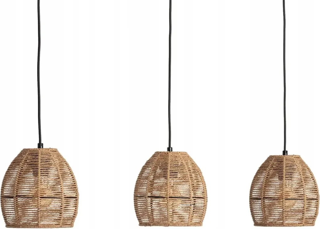 Trojitá závěsná lampa Boho ABR-LW9-BH-E27 Abruzzo, pletená, hnědá