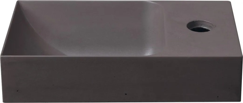 Sapho Sapho, PICCOLINO betonové umyvadlo 30,8x17cm, baterie vpravo, tmavě hnědá, PK30515
