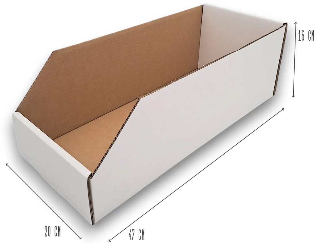 KARTON PAK Úložné boxy na oblečení, organizéry do skříně BÍLÝ KARTON 20 x 47 cm