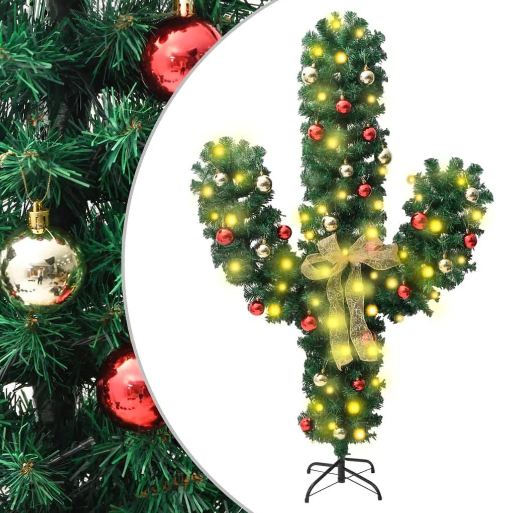 344655 vidaXL Vánoční kaktus se stojanem a LED zelený 150 cm PVC