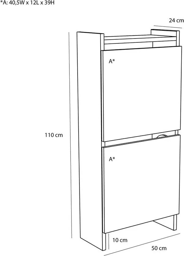 Výklopný botník v dekoru dubu v přírodní barvě 50x110x24 cm Forma – Hübsch