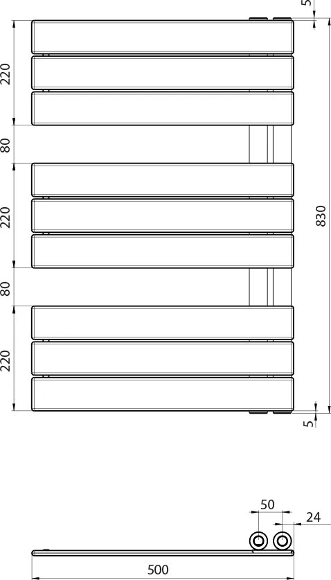 Aqualine Aqualine, MYTHOS topné těleso 500x830 mm, bílá, LLM508W