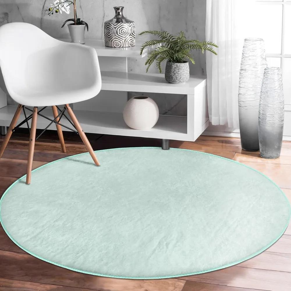 Pratelný kulatý koberec v mentolové barvě vhodný pro robotické vysavače ø 120 cm Comfort – Mila Home