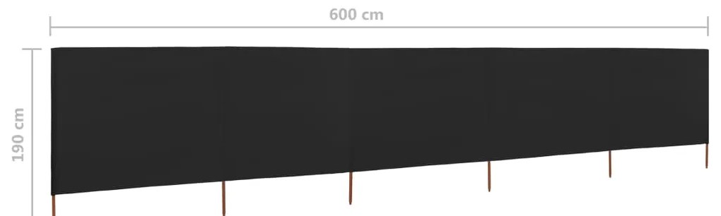 vidaXL Marketos 5dílná zástěna proti větru textil 600 x 160 cm černá