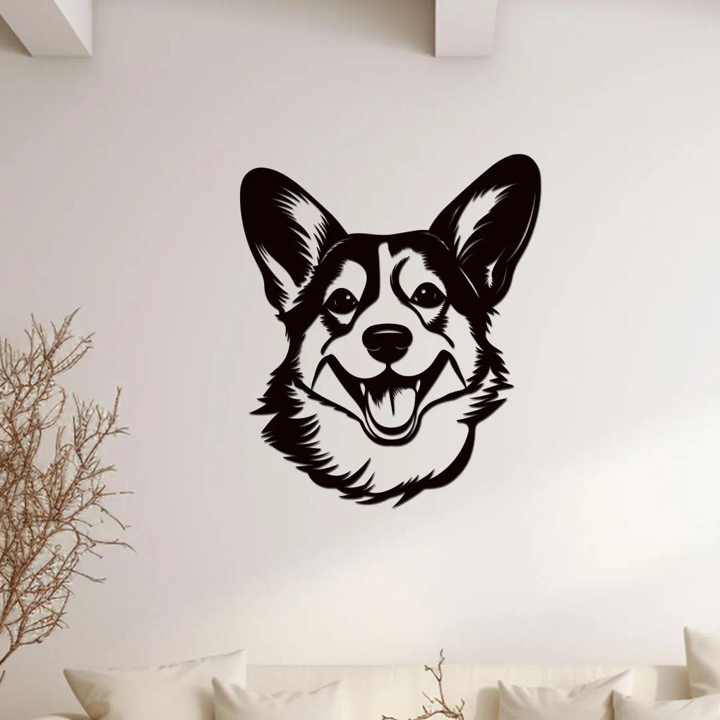 dřevo života Dřevěná dekorace na stěnu psa Corgi hlava Rozměry (cm): 50x60, Barevný vzor: Ořech