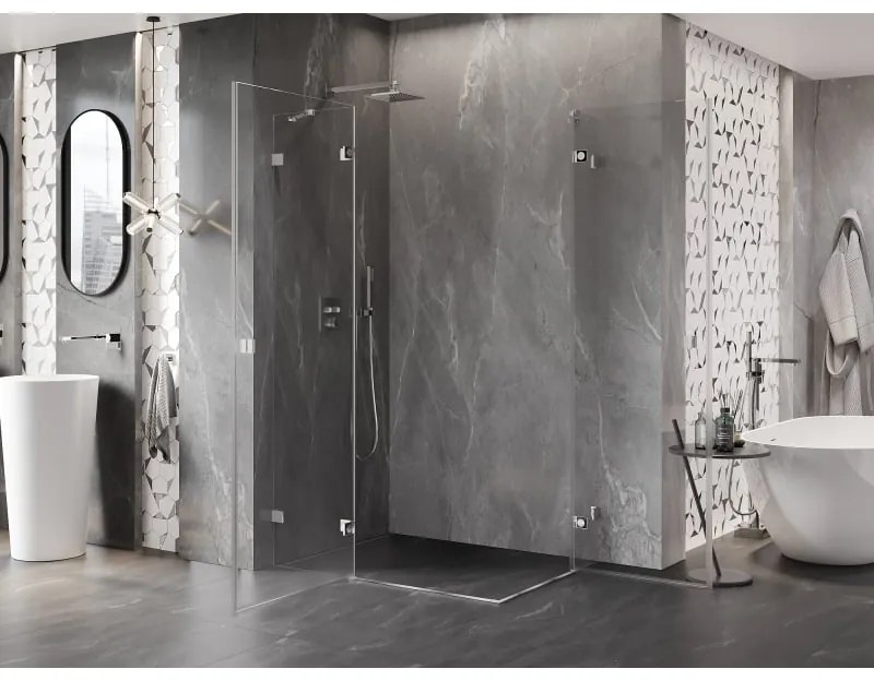 Mexen Lunar Duo výklopný sprchový kout 100 x 90 cm, 8mm čiré sklo, chromový profil, 834-100L-090P-01-00