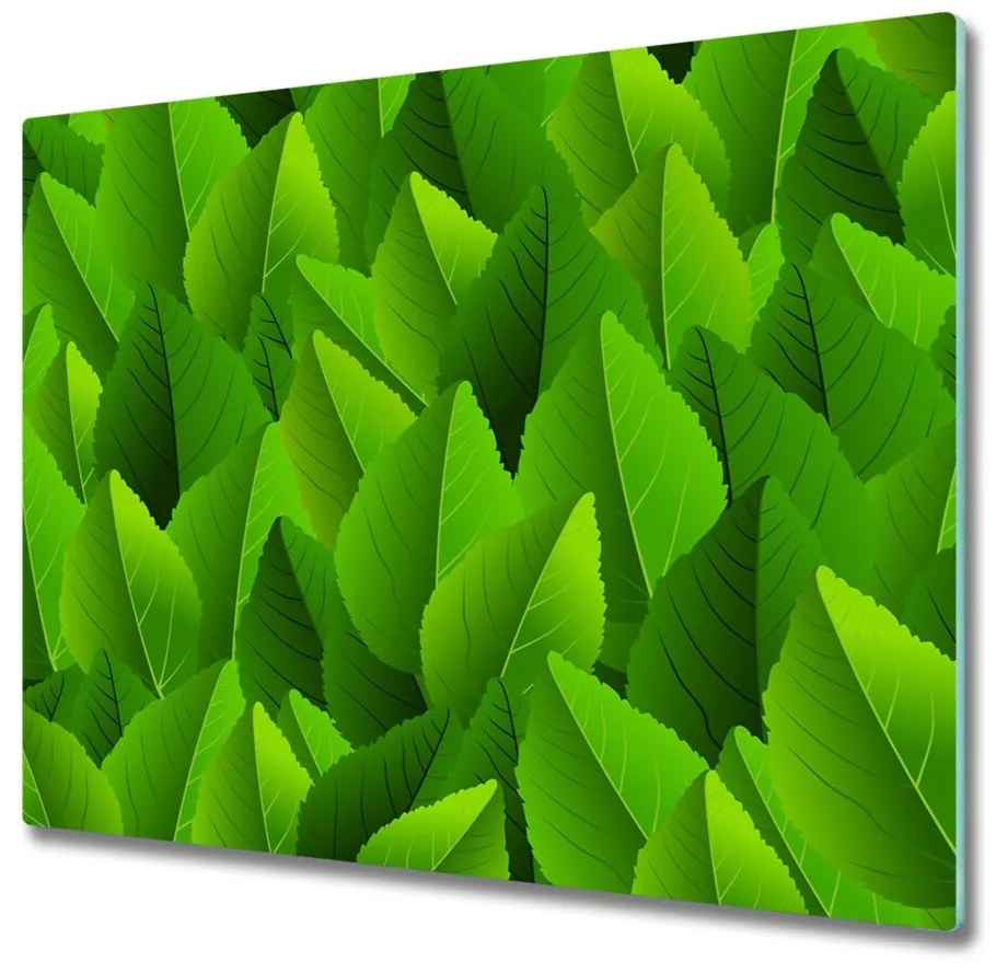 Skleněné deska do kuchyně Zelené listy 60x52 cm