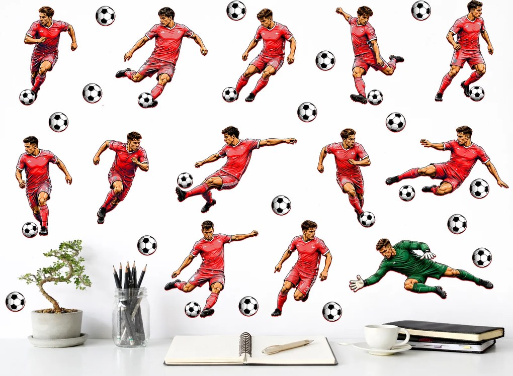 Sada fotbalistů barva na přání fotbalové samolepky na zeď arch 131 x 130 cm