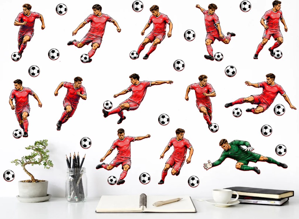 Sada fotbalistů barva na přání fotbalové samolepky na zeď arch 45 x 44 cm