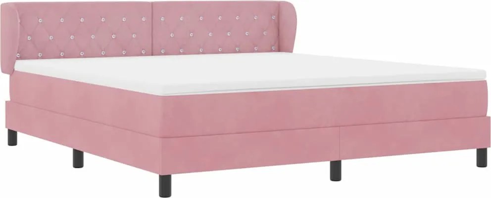Postel s boxspringem s čelo Růžová 180 x 200 cm samet 3340351