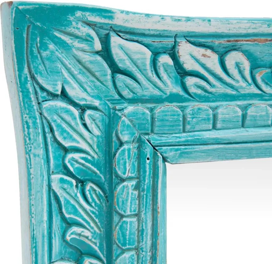 furniture-nabytek.cz - Masivní zrcadlo Santoro z dřeva Mango, modré – 80×60 cm
