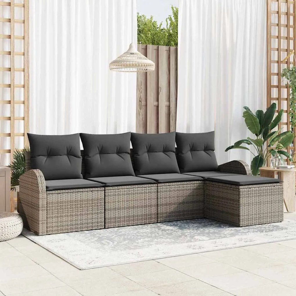 Set pohovek 5 ks Šedá polyratan 3354668