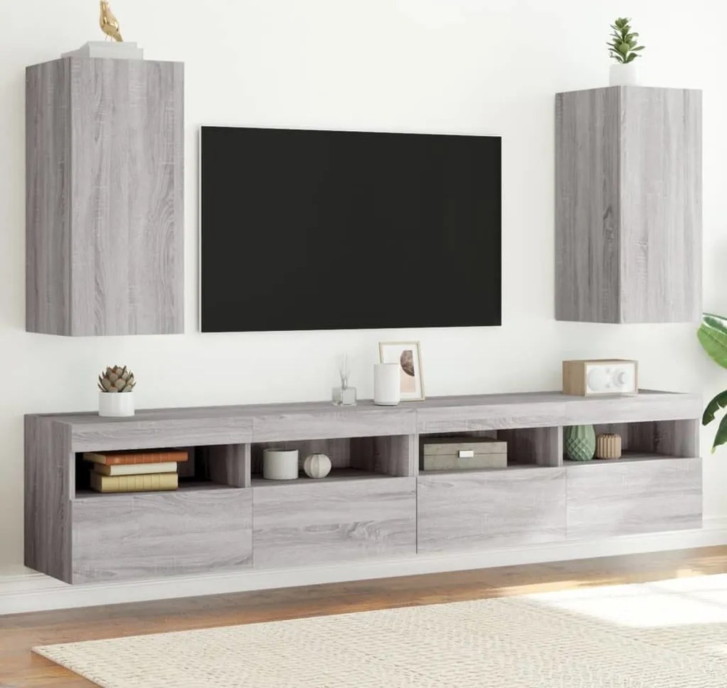 vidaXL Nástěnné TV skříňky s LED 2 ks 30,5 x 35 x 70 cm [837243] Barva: hnědý dub