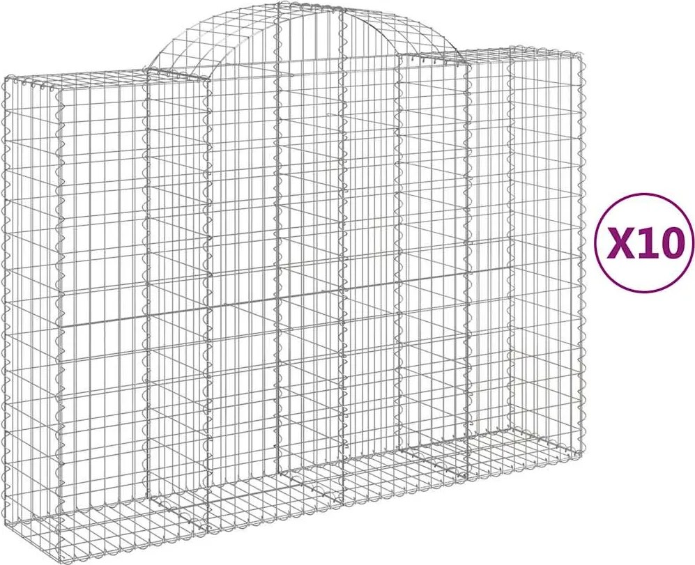 Klenuté gabionové koše 10ks 200x50x140/160cm pozinkované železo 3146370