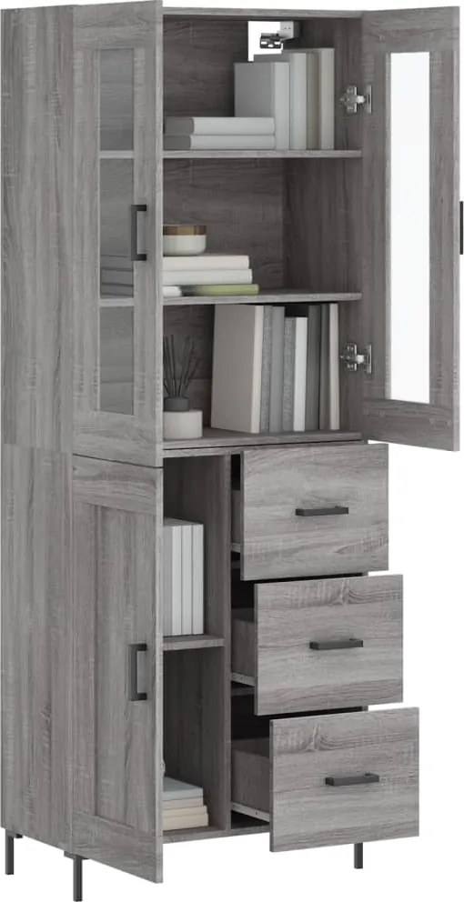 Skříň highboard šedá sonoma 69,5 x 34 x 180 cm kompozitní dřevo 3198663