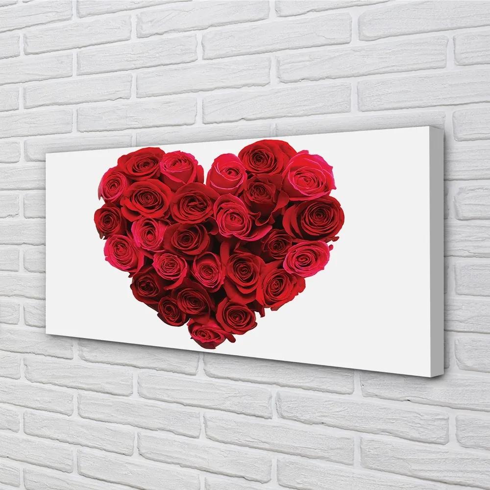 Obrazy na plátně Srdce z růží 100x50 cm