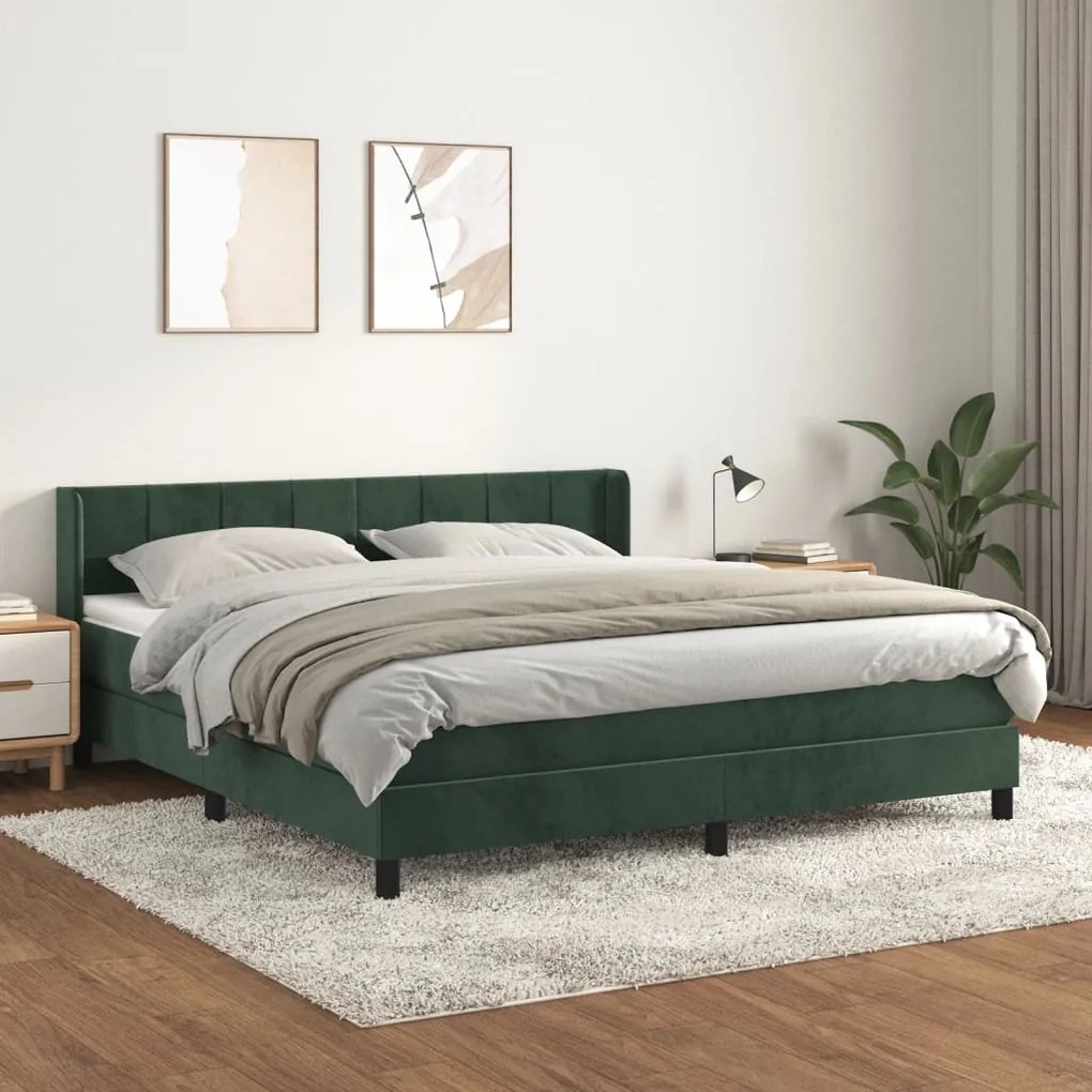 Box spring postel s matrací tmavě zelená 180x200 cm samet 3130976