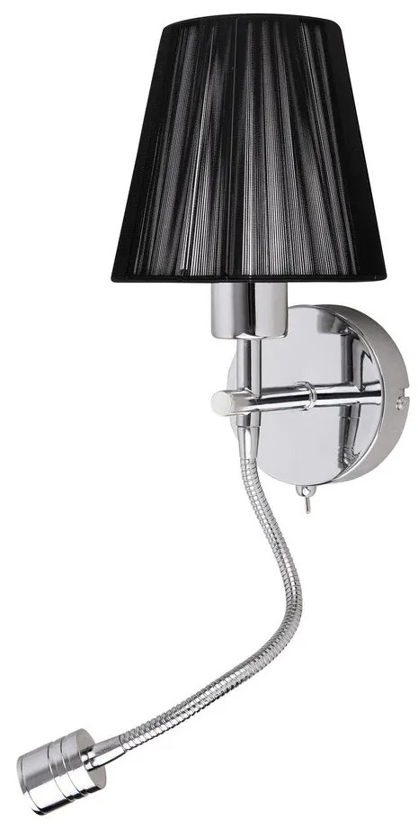 Rábalux Fergie 2882 Nástěnné Lampy na Čtení chrom černá E14 1x MAX 40W + LED 1W 140 x 450 mm