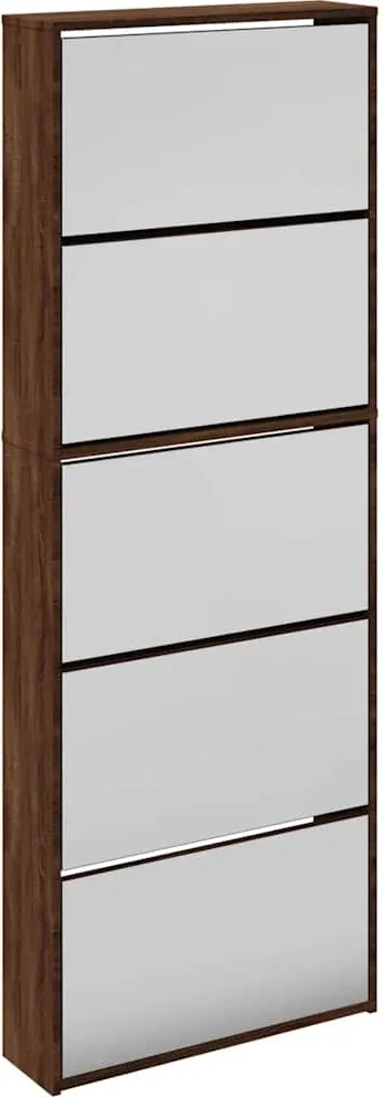 Botník se zrcadlem 5patrový hnědý dub 63 x 17 x 169,5 cm 3228285