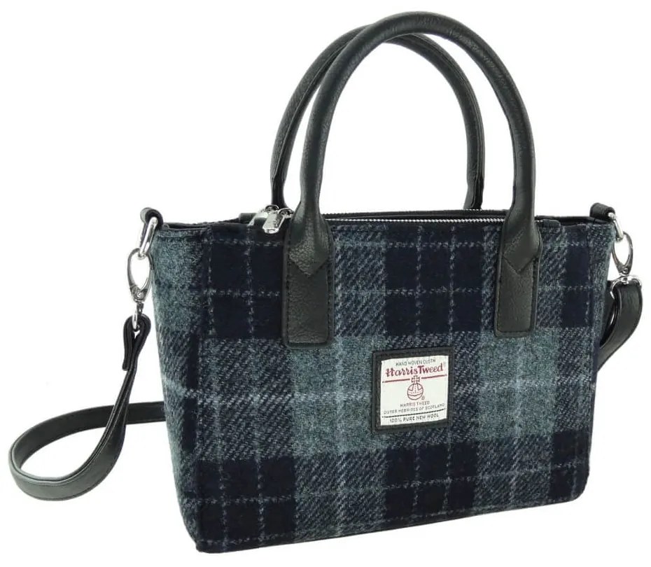 Kabelka Brora Harris Tweed - Grey Black Tartan