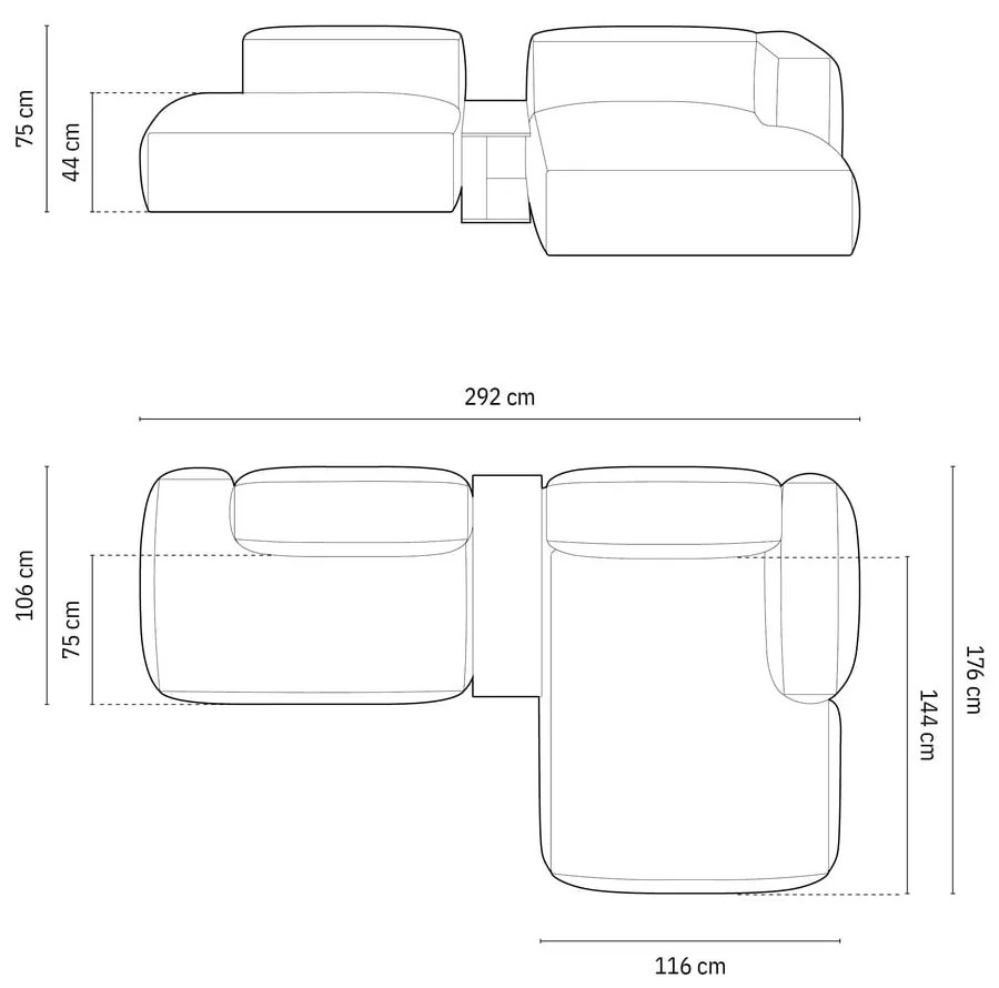 Světle šedá modulární rohová pohovka (pravý roh) Martina – Micadoni Home