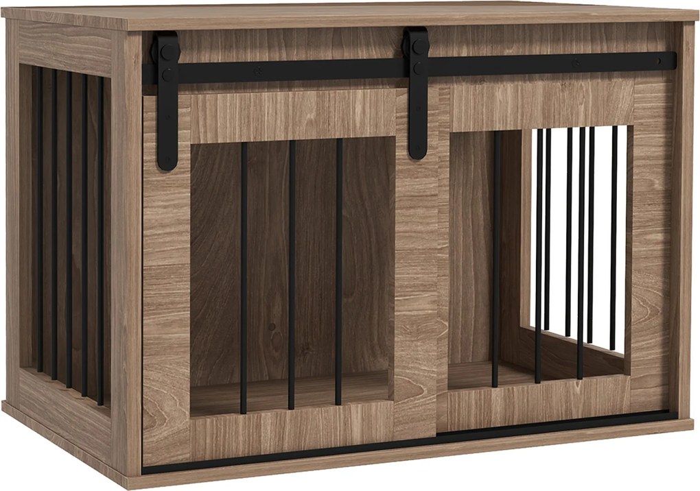 PawHut psí klec pro vnitřní zvířata s 1 posuvnými dveřmi, stůl na boku, vzhled dřeva, rozměry 57V x 80Š x 54H cm | Aosom