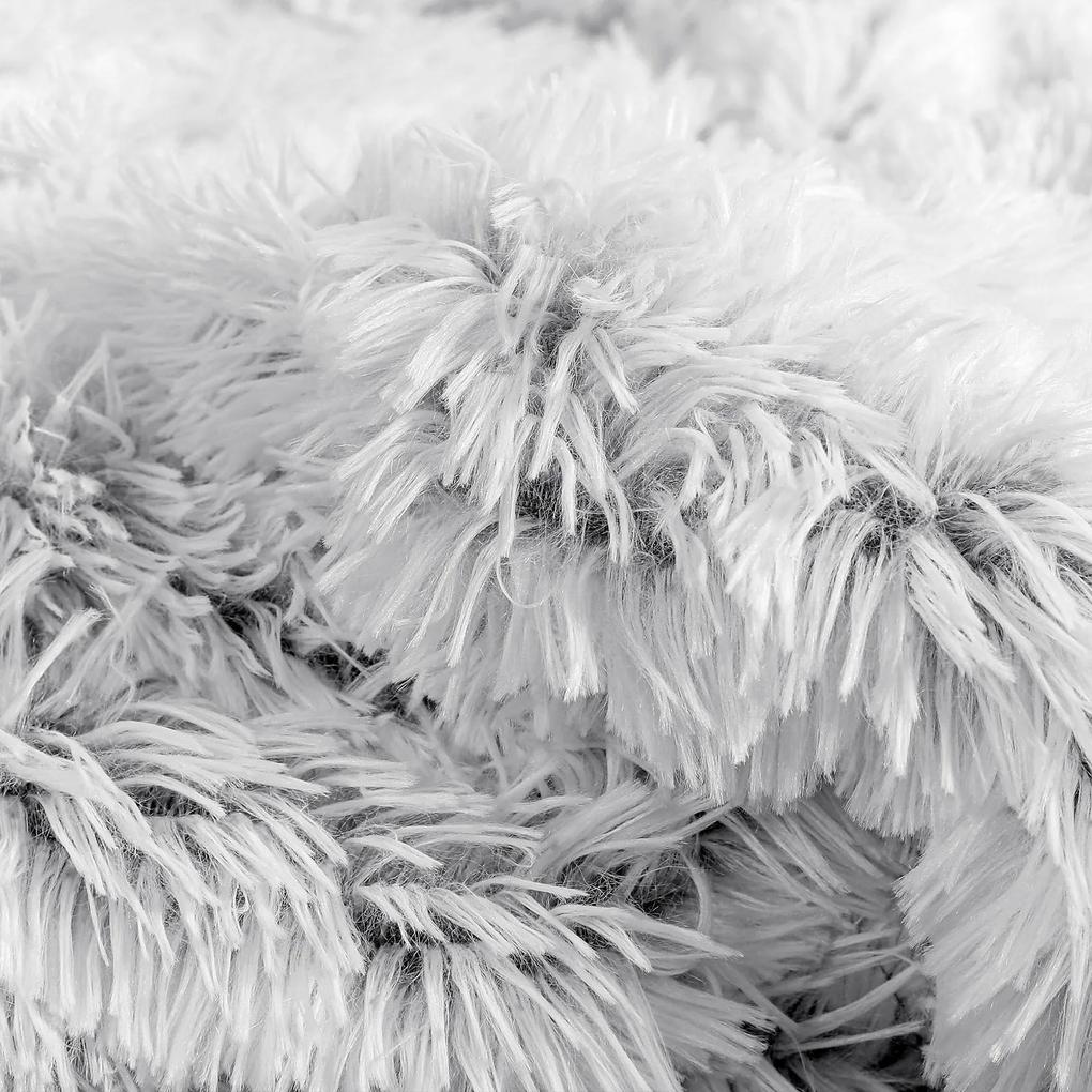 Goldea luxusní deka - mikro s extra dlouhým vlasem - šedá/bílá 150 x 200 cm