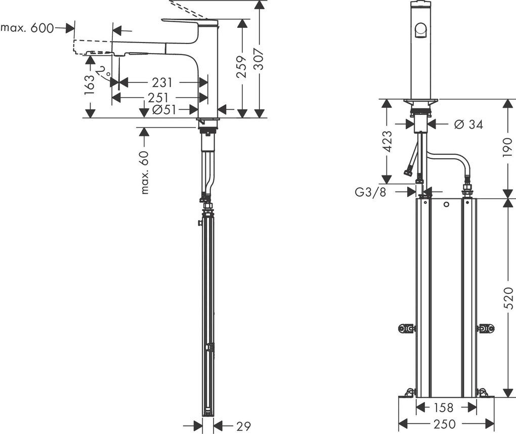 Hansgrohe Zesis M33, páková kuchyňská baterie 160, vytahovací sprška, 2jet, sBox, černá matná, HAN-74823670