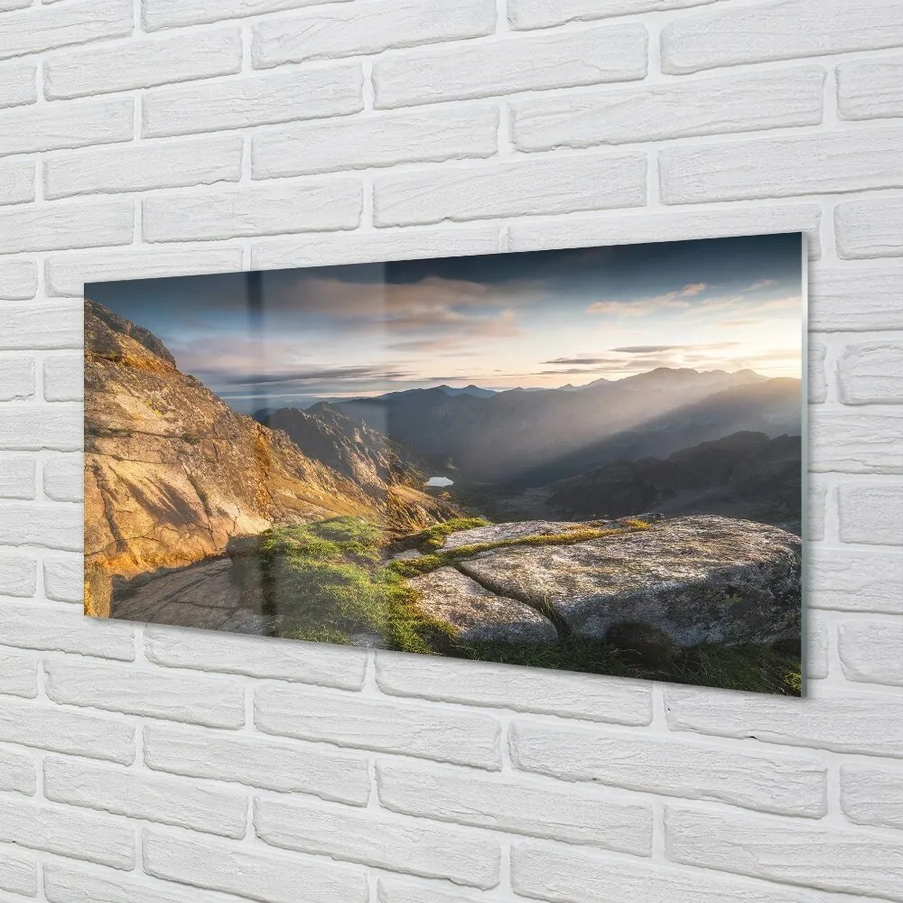 Obraz na skle Mountain Sunrise 120x60 cm