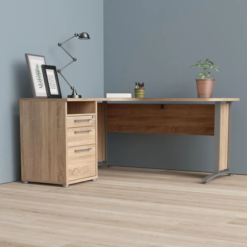 Rohové pracovní místo Modulo 159 x 150,5 cm, dub sonoma / šedá