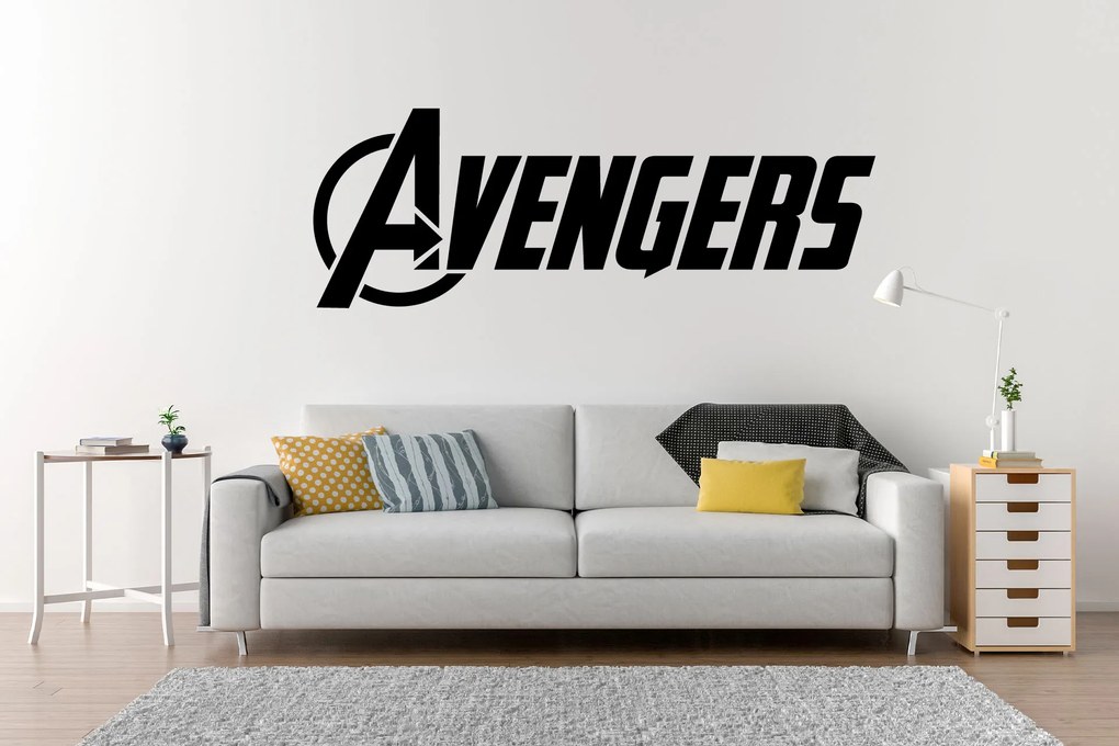 Lepy.cz Samolepka na zeď Avengers - nápis Velikost (šířka x výška): 40x14cm, Barevná varianta: Černá